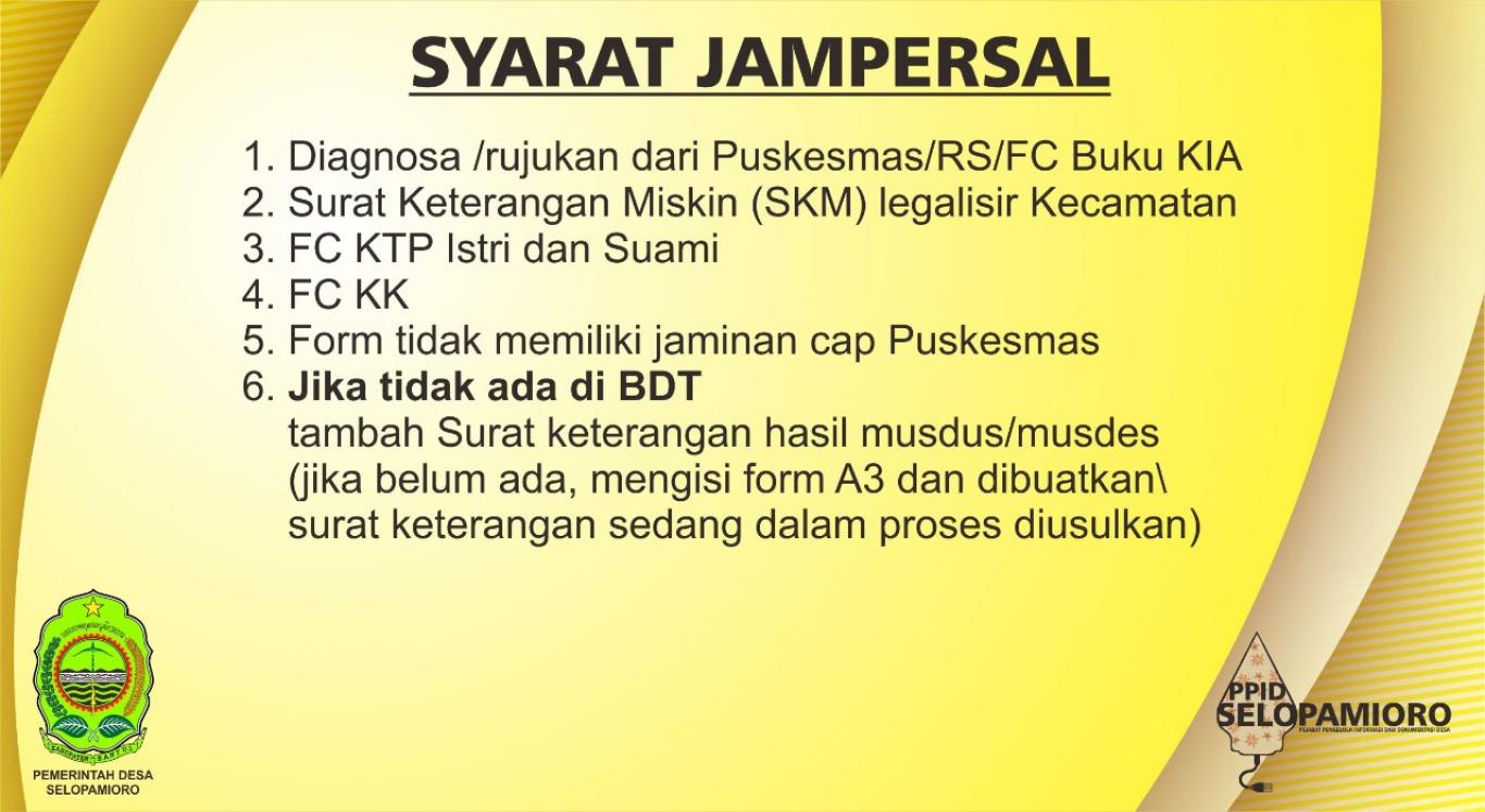 Cek! Syarat Pengajuan JAMPERSAL & JAMKESOS - Website Kalurahan Gilangharjo